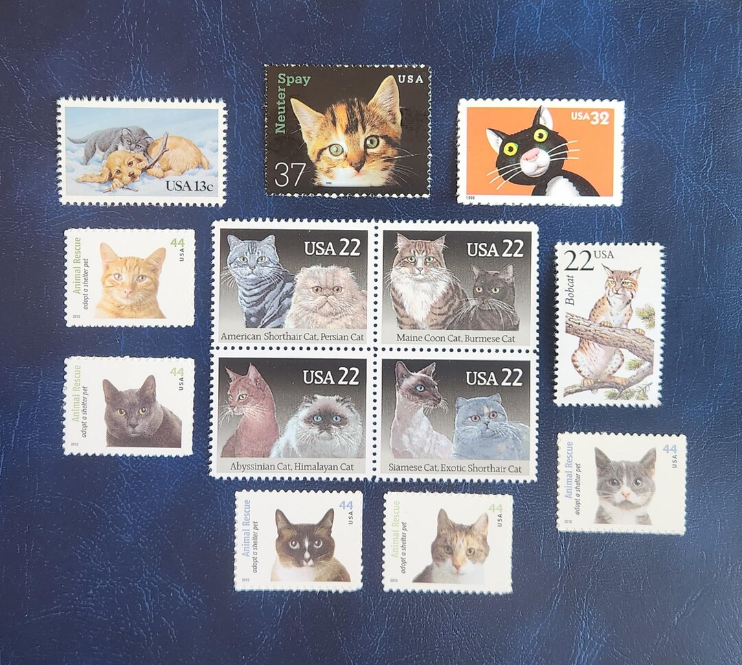 Cat Postage Stamp Collection // Unused Vintage US Postage Stamps ...