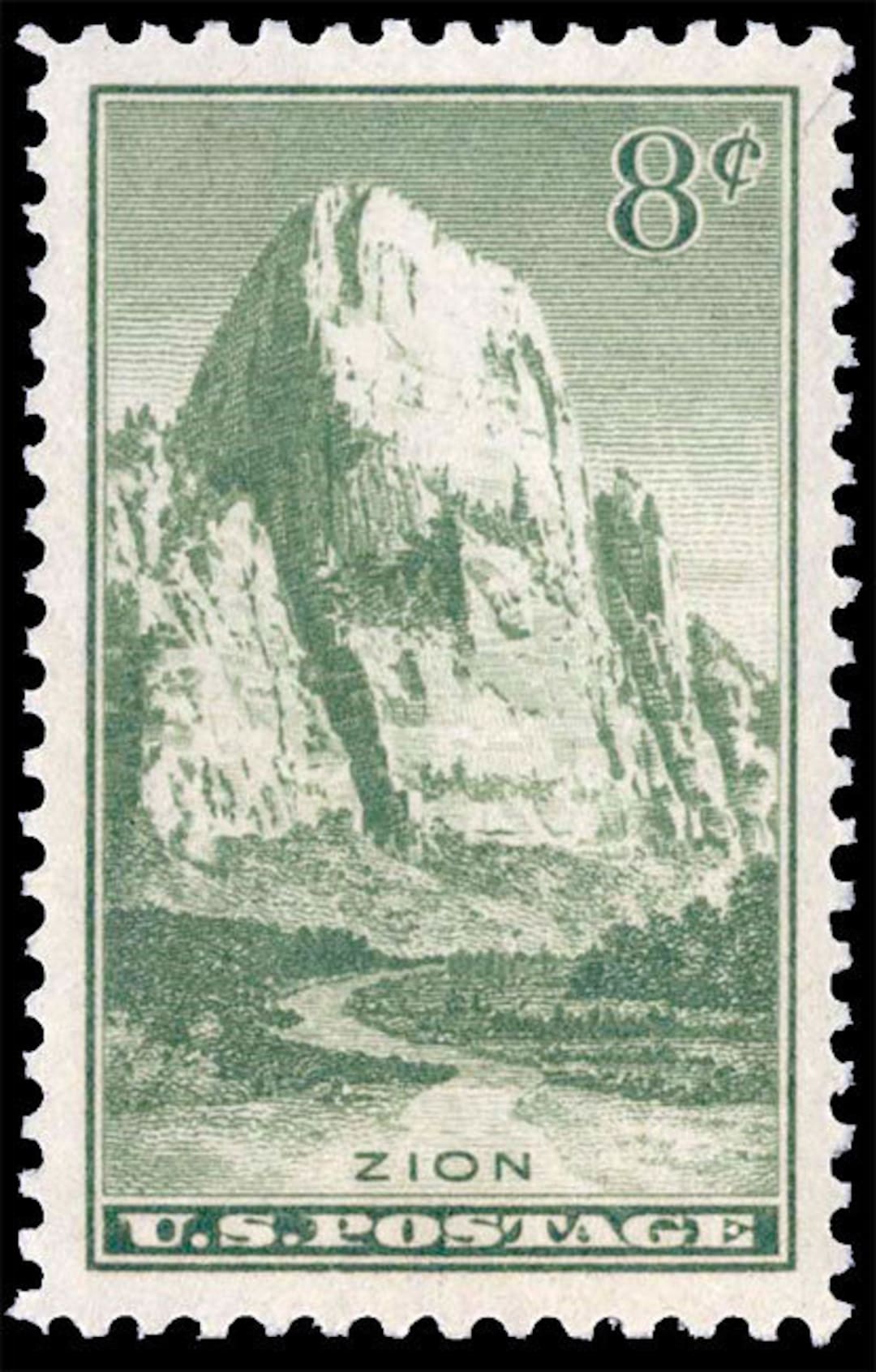 Five 5 National Park Zion 1934 8c Stamps // Vintage Unused Postage ...