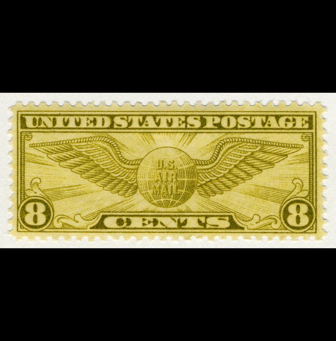 One 1932 Winged Globe 8c // Unused Vintage US Postage Air Mail Stamps ...