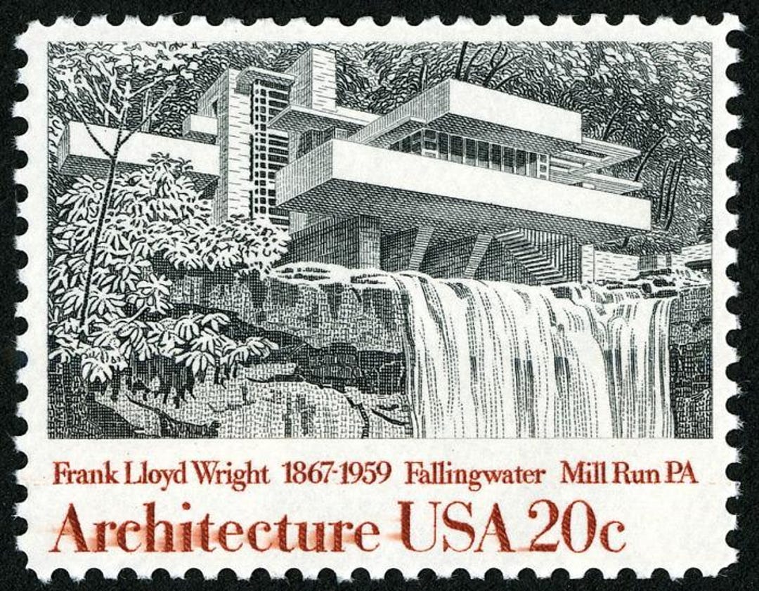 Vintage 1982 Frank Lloyd Wright Fallingwater 20c Stamps // Unused USA ...
