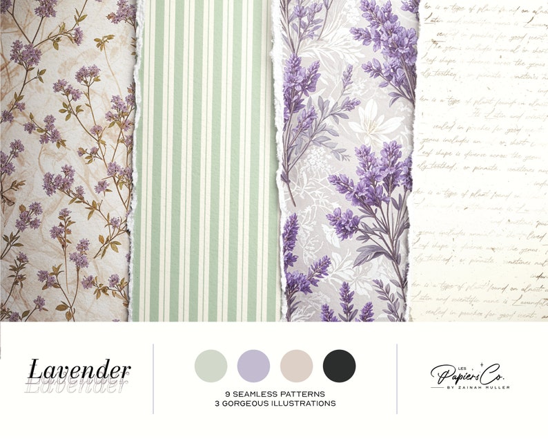 Lavender Digital Paper Pack - 12 Sheets - 300 Dpi - Etsy