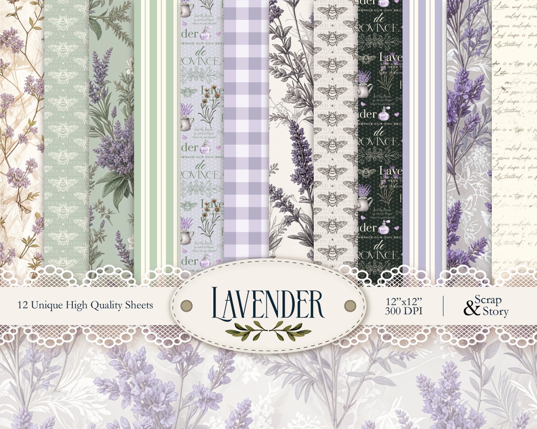 Lavender Digital Paper Pack 12 Sheets 300 Dpi - Etsy