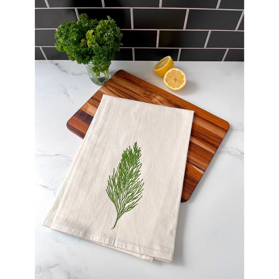 Cedar Tree Tea Towel, Botanical Kitchen Towel, Flour Sack Cotton ...