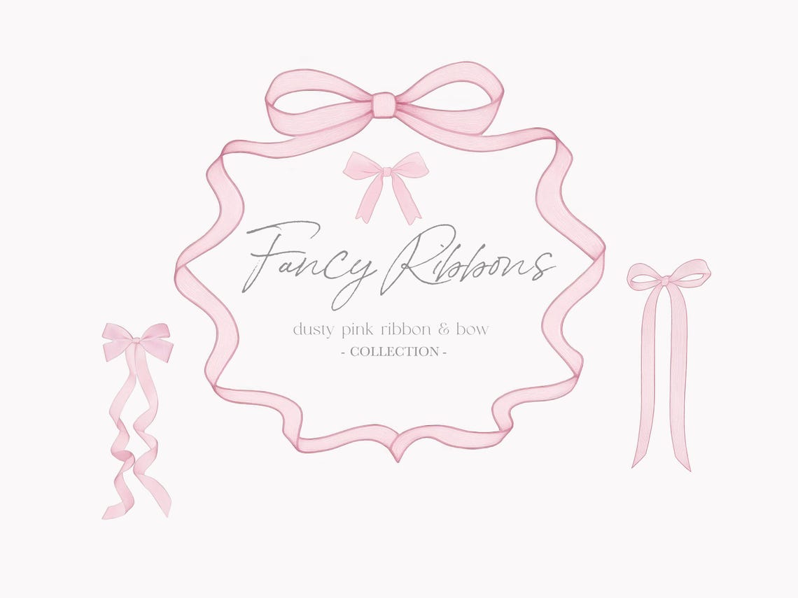 Pink Ribbons & Bows Clipart - Coquette Ribbons - Pink Bows - Coquette ...