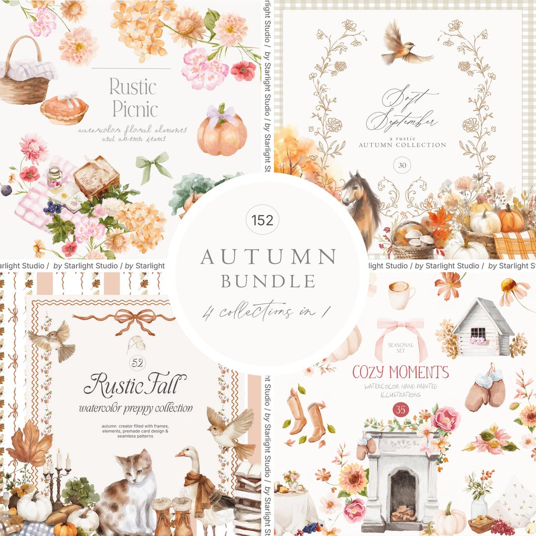 Watercolor Value Autumn Bundle 4 Collections in 1 - Fall and Autumn ...
