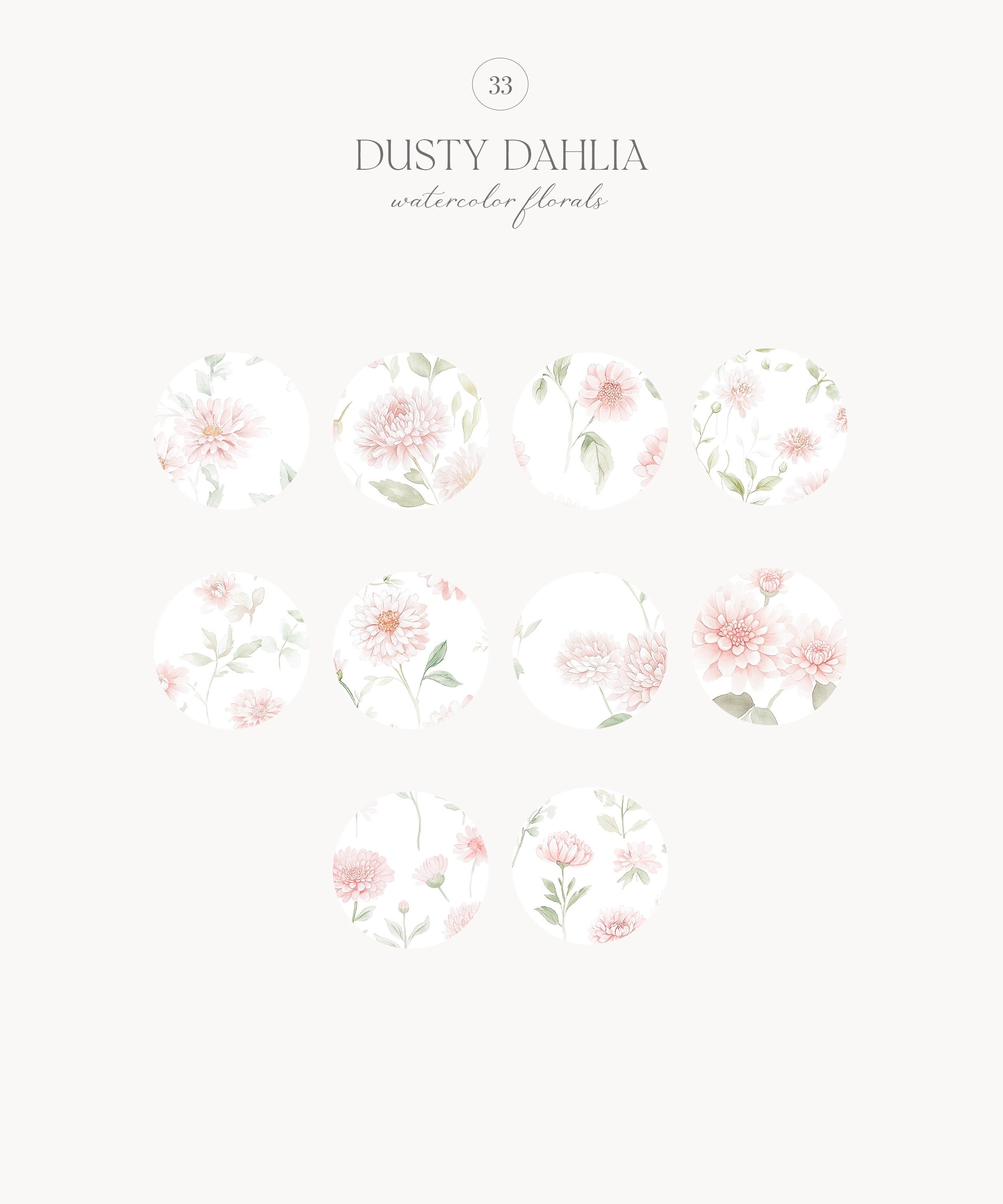 Watercolor Dahlia Clipart in Dusty Pink - Botanical Illustrations ...