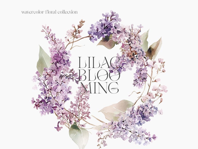 Watercolor Lilac Clipart - Rustic Spring Lilac Collection - Lilac Set ...