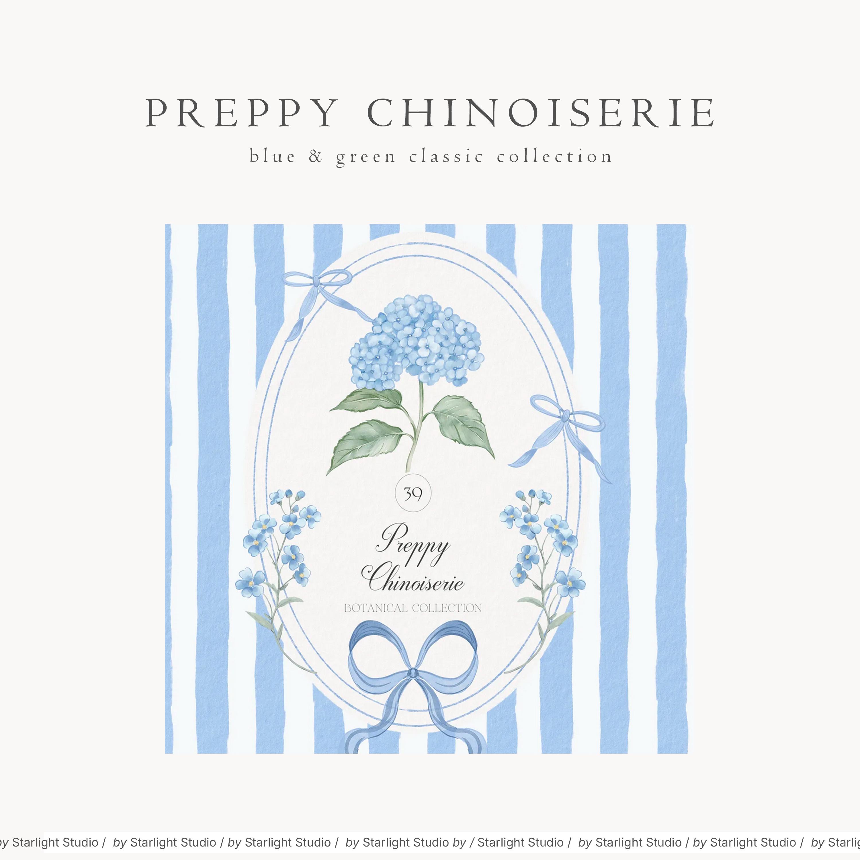 Watercolor Preppy Chinoiserie Bundle - 3 in 1 - Neutral - Blue - Pink ...
