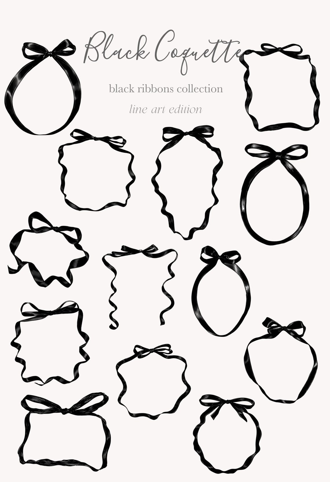 Black Coquette Clipart Collection - Black Ribbons - Bows - Ribbon ...