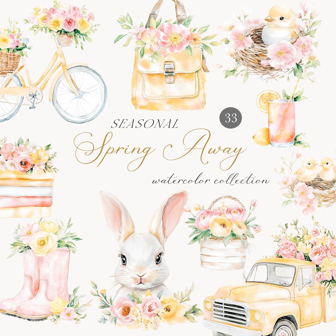 Watercolor Spring Clipart - Spring Collection - Spring and Easter ...