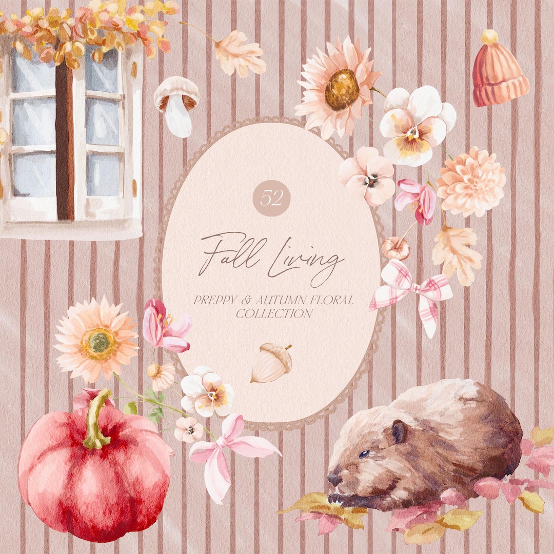 Preppy Autumn Floral Clipart Collection - Preppy Patterns & Frames ...