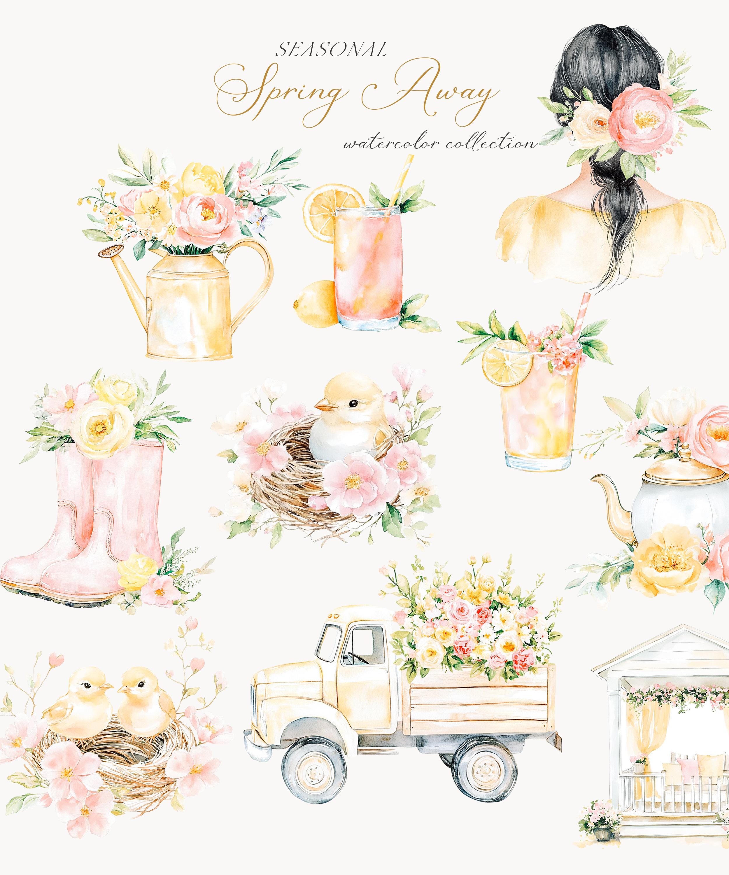Watercolor Spring Clipart - Spring Collection - Spring and Easter ...