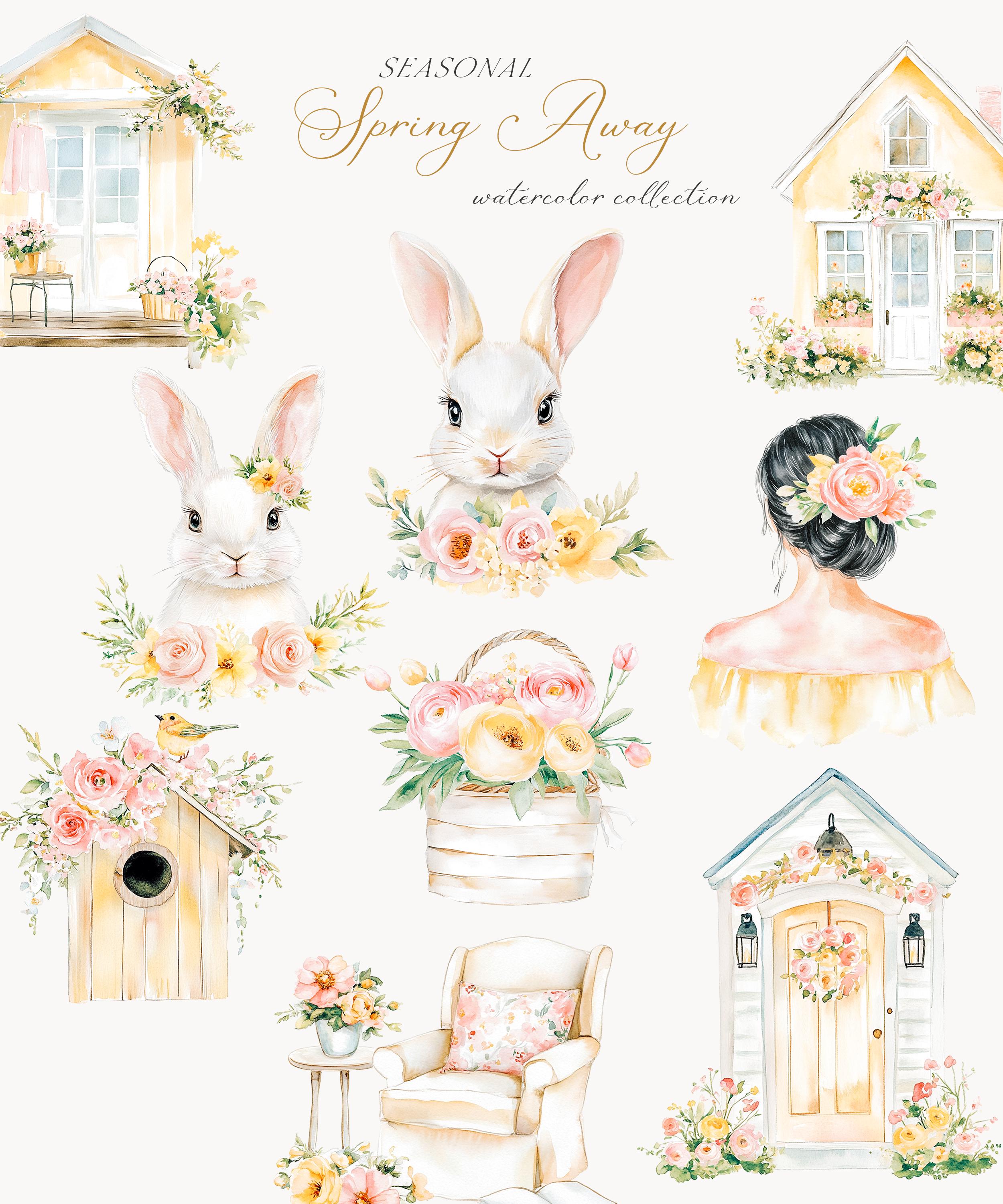Watercolor Spring Clipart - Spring Collection - Spring and Easter ...