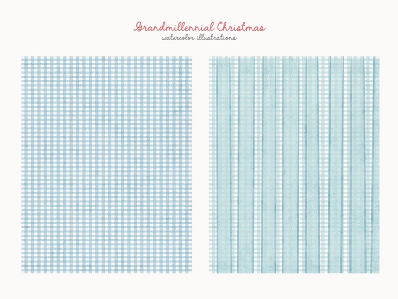 Watercolor Grandmillennial Hand Painted Clipart Set - Preppy Christmas ...