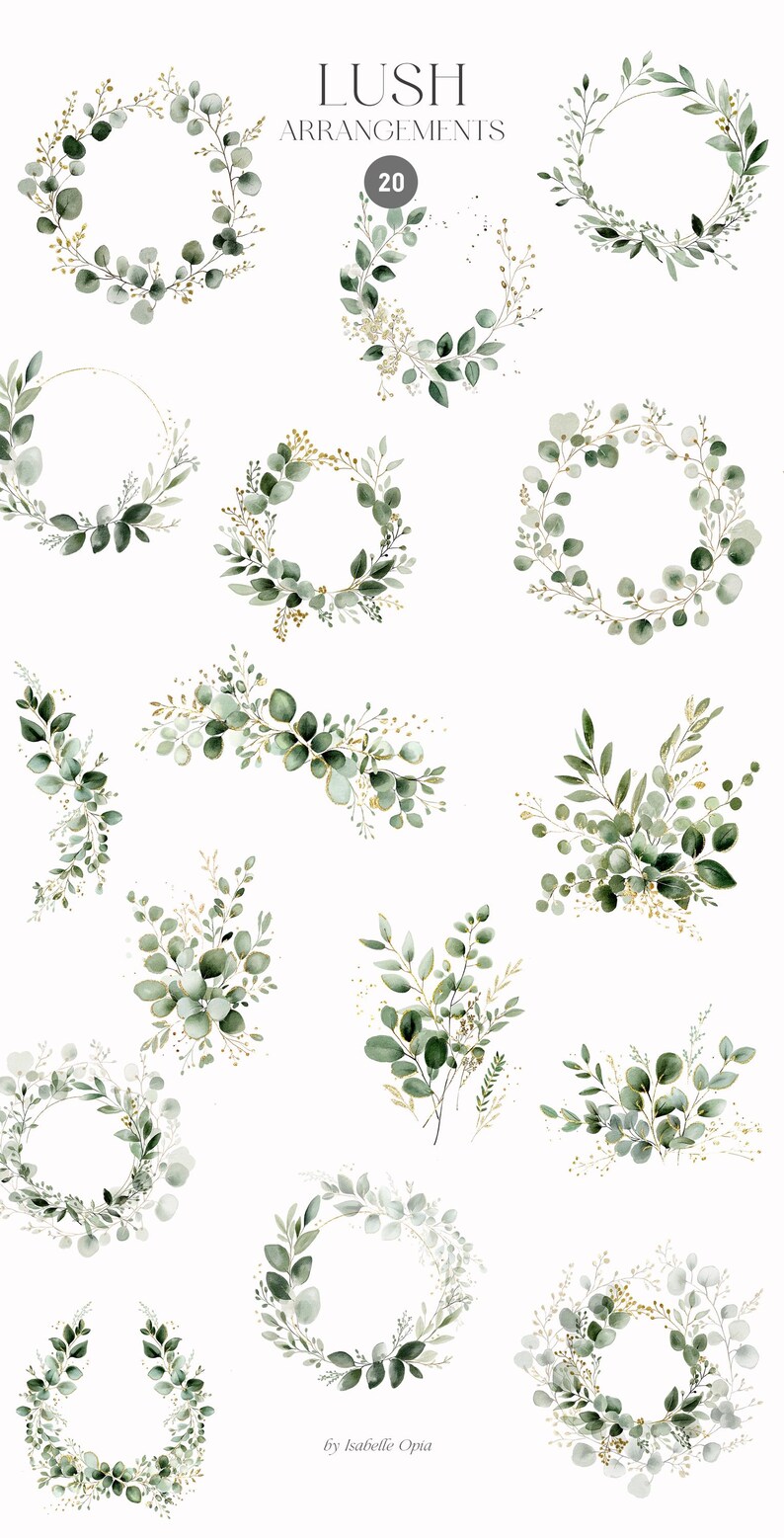 Watercolor Eucalyptus Clipart - Greenery Hand Painted Clipart ...