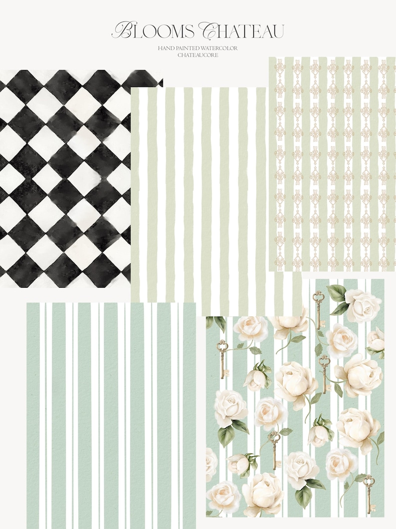 Watercolor Summer Chateau Clipart - Hand Painted Vintage Collection ...