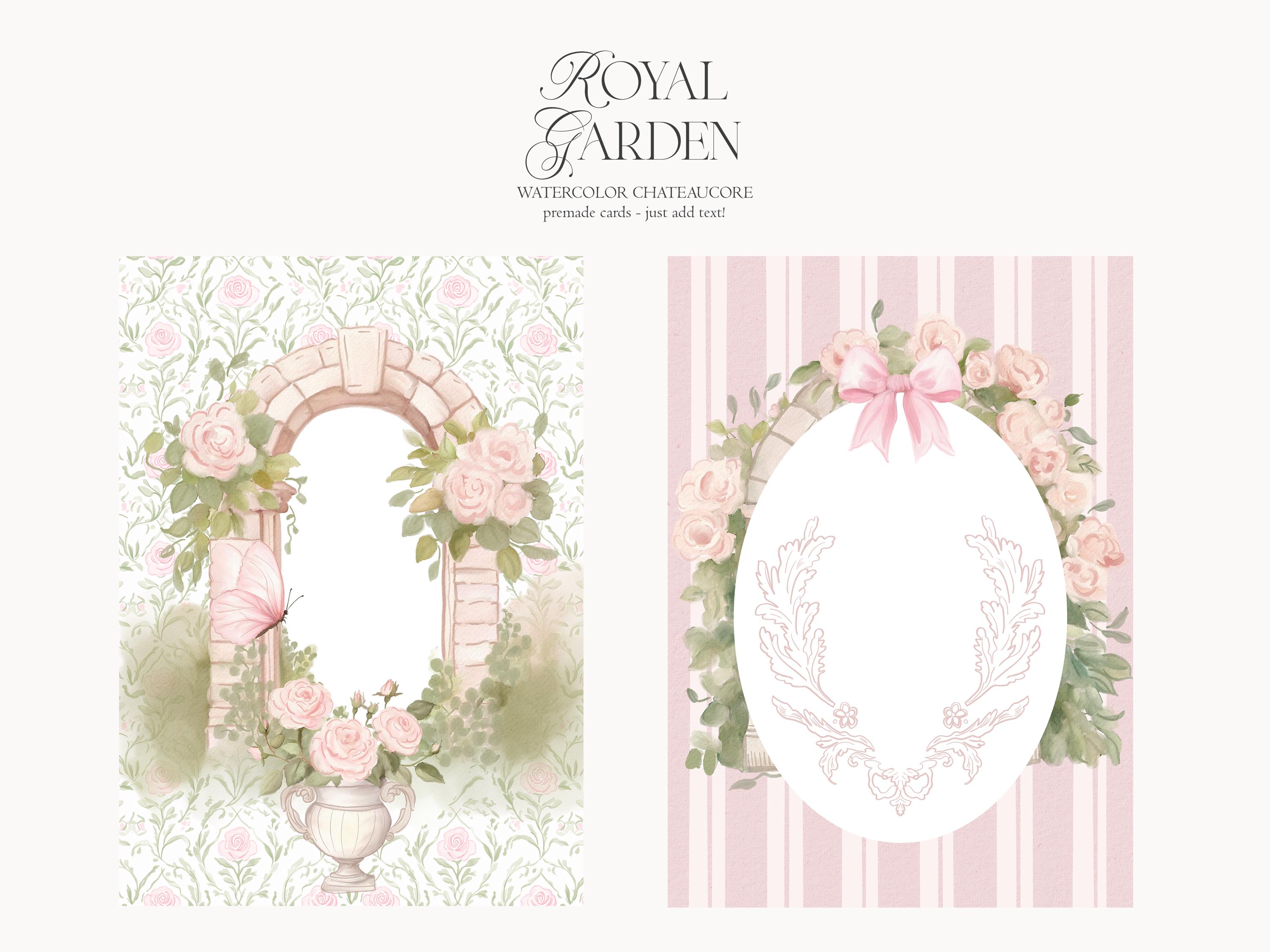 Watercolor Rose Chateau Clipart - Pink Rose Chateaucore Clipart ...