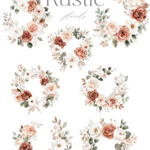 Watercolor Neutral Floral Clipart - Rustic Florals - Wedding Flowers ...