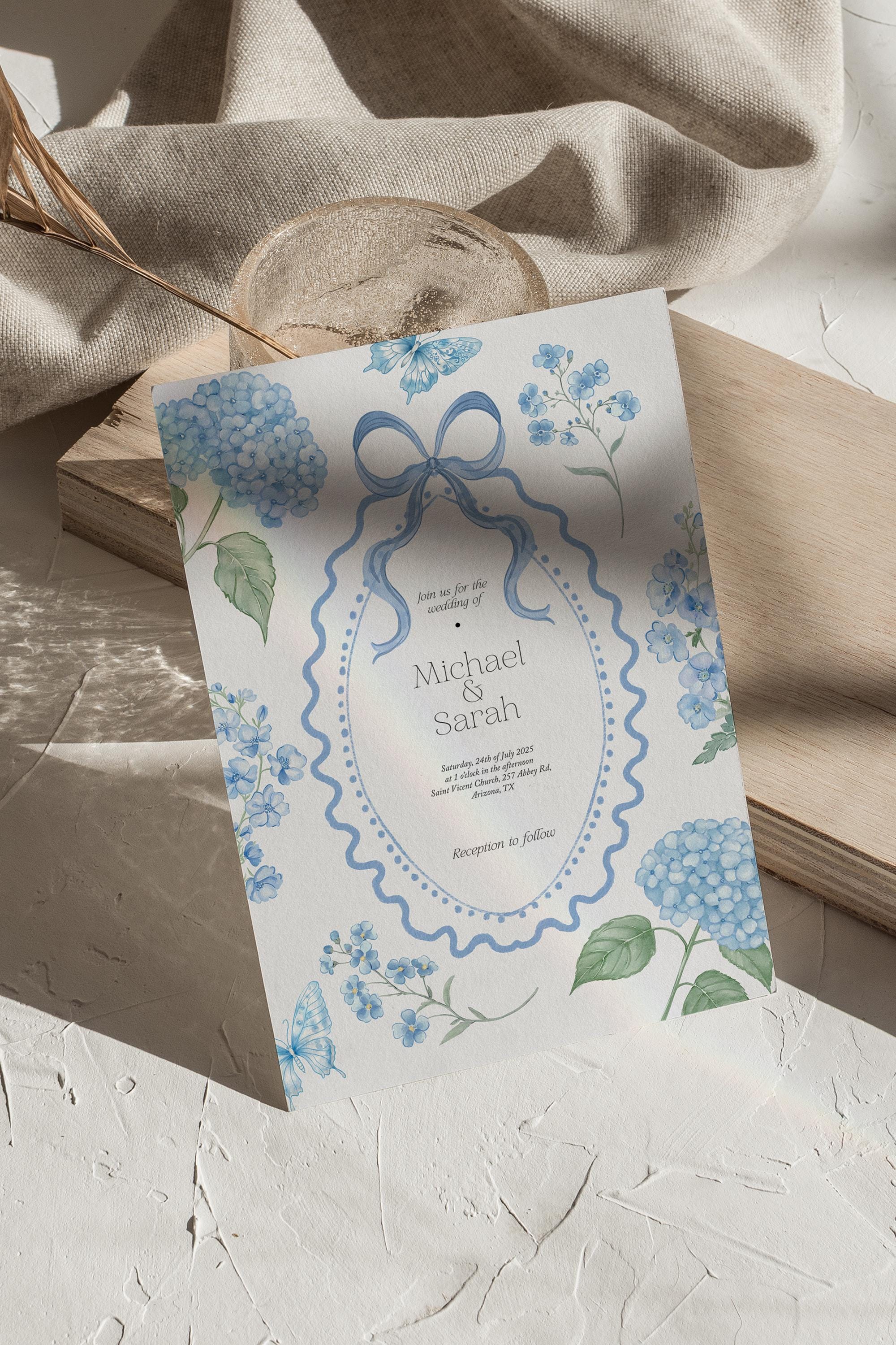 Watercolor Blue Preppy Chinoiserie Clipart Collection - Blue Hydrangea ...