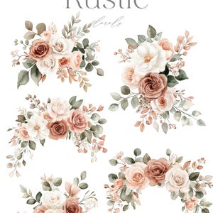 Watercolor Neutral Floral Clipart - Rustic Florals - Wedding Flowers ...