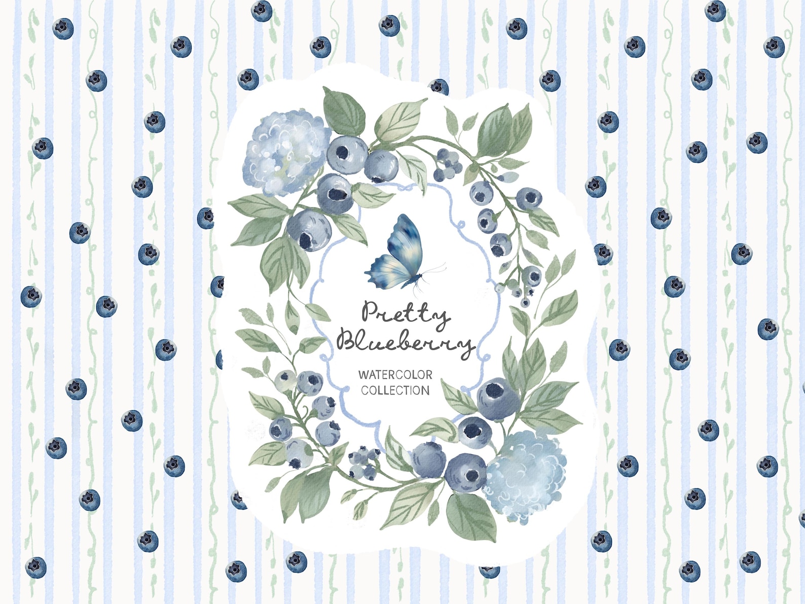 Watercolor Preppy Blueberry Clipart Collection - Not AI - Etsy