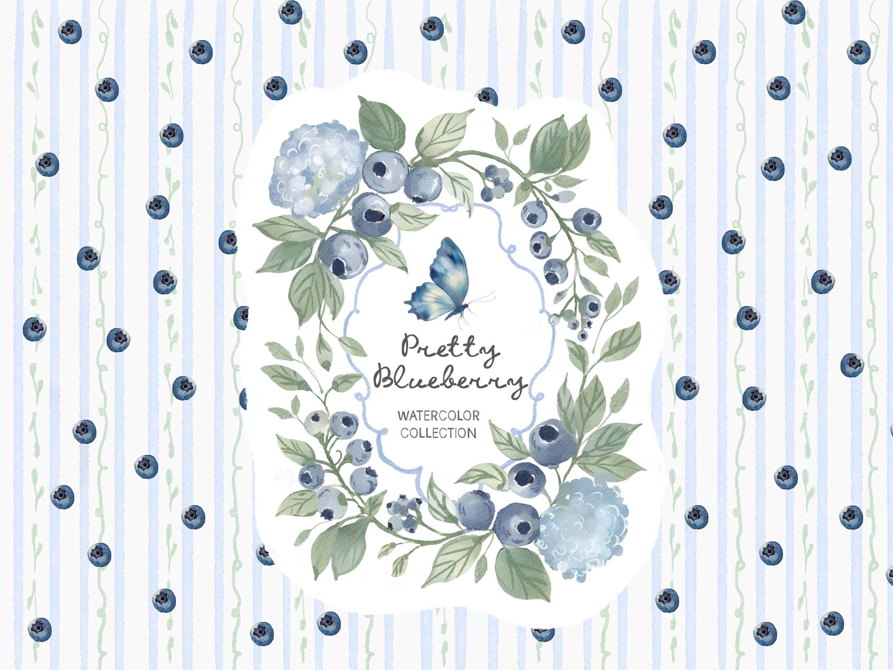 Watercolor Preppy Blueberry Clipart Collection - Not AI - Etsy