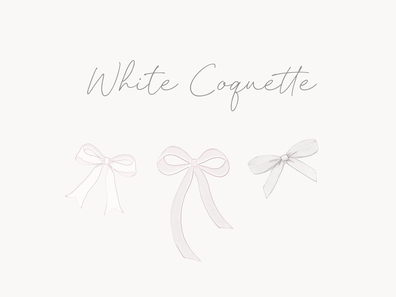 White Coquette Ribbon Collection - White Bows - Coquette Clipart - Line ...
