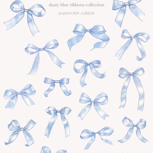 Blue Coquette Watercolor Collection - Ribbon Clipart Set - Blue Bows ...