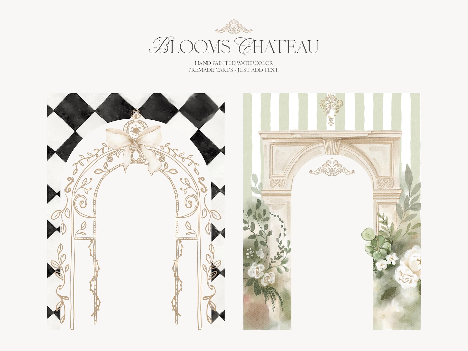 Watercolor Summer Chateau Clipart - Hand Painted Vintage Collection ...