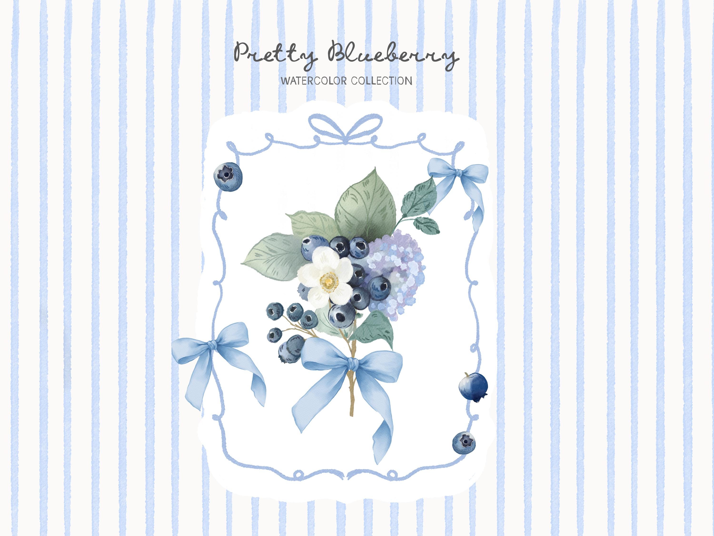 Watercolor Preppy Blueberry Clipart Collection - Not AI - Etsy