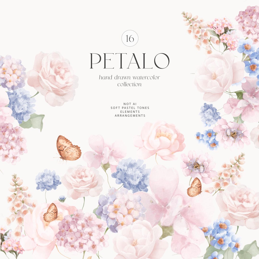 Watercolor Pastel Floral Clipart Collection - Hand Painted - NOT AI - Etsy