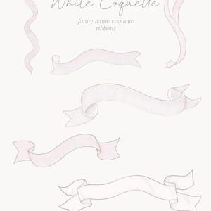White Coquette Ribbon Collection - White Bows - Coquette Clipart - Line ...