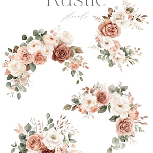 Watercolor Neutral Floral Clipart - Rustic Florals - Wedding Flowers ...