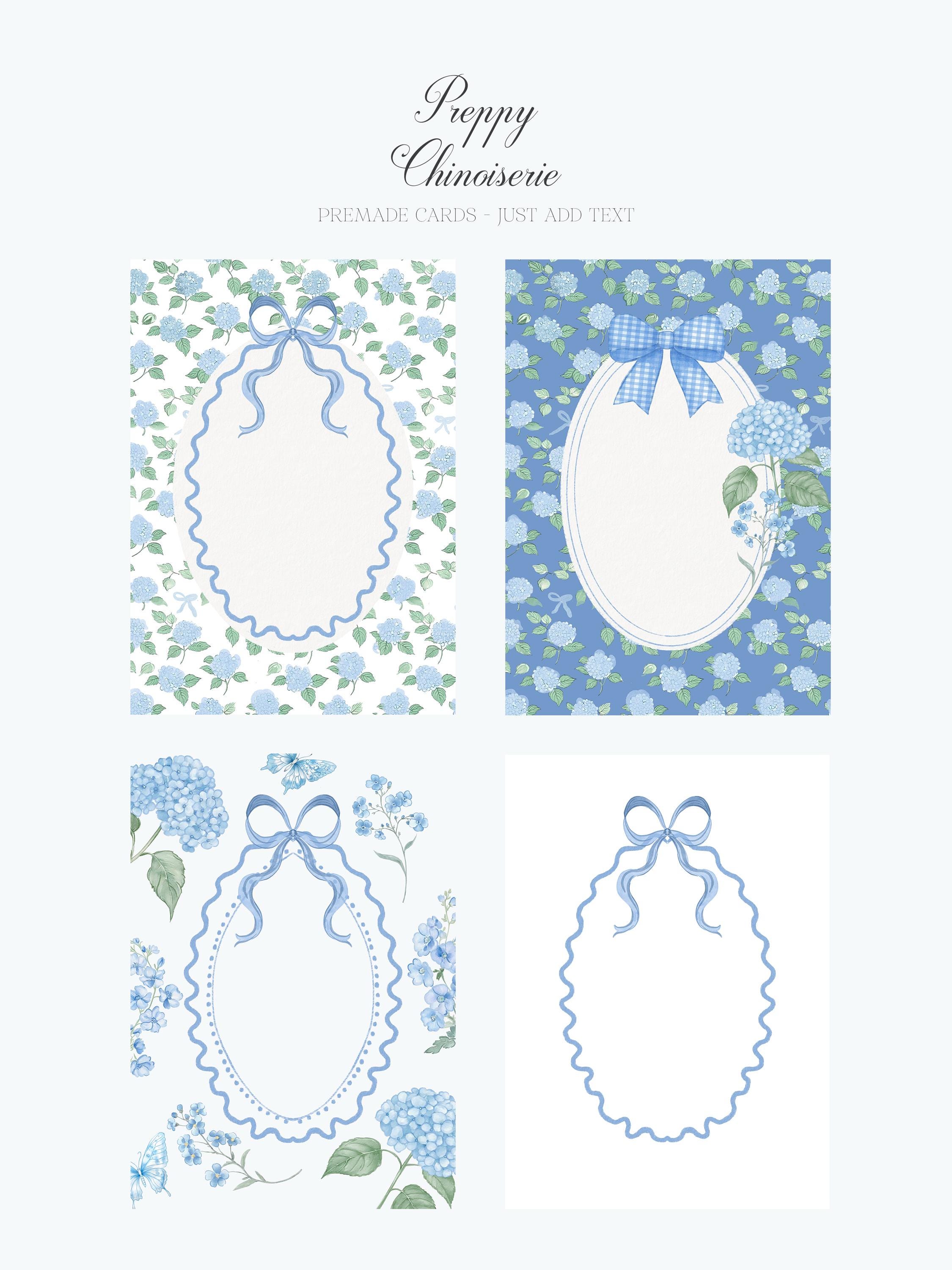 Watercolor Blue Preppy Chinoiserie Clipart Collection - Blue Hydrangea ...