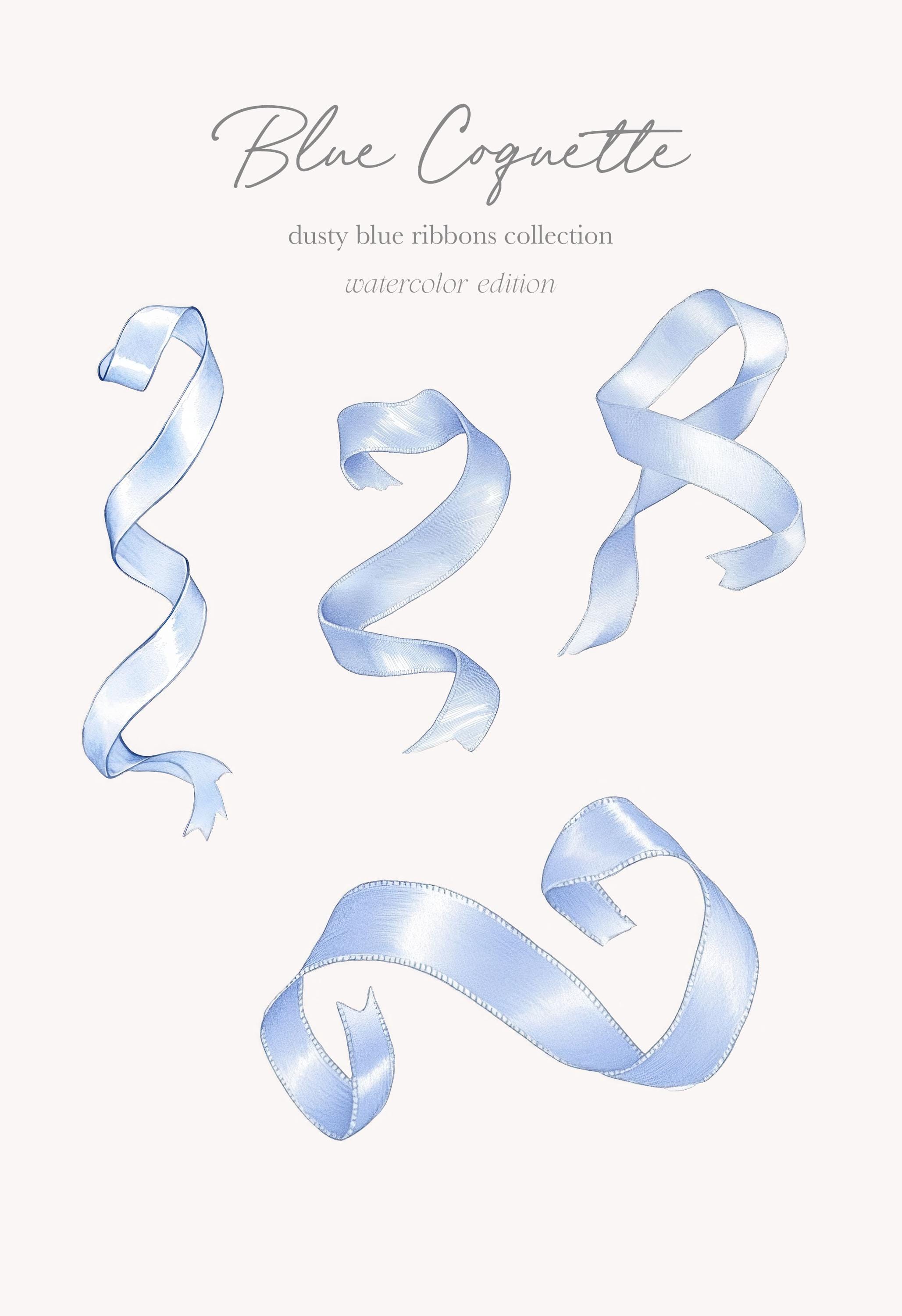 Blue Coquette Watercolor Collection - Ribbon Clipart Set - Blue Bows ...