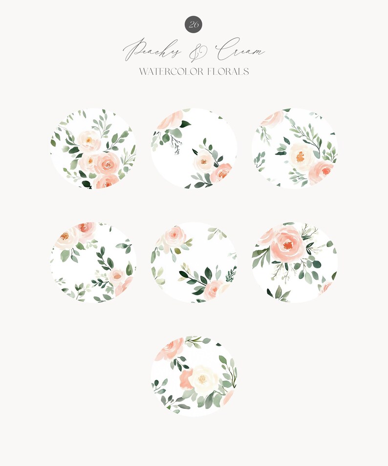 Watercolor Floral Clipart - Blush Peach Flowers - Rustic Loose ...