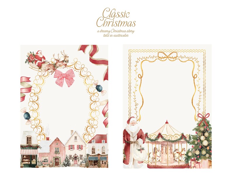 Watercolor Classic Christmas Clipart - Preppy Christmas - Christmas ...