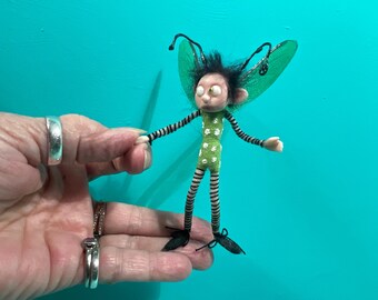 Dinkydarlings 41 OOAK Pok-a-dot BUG Elf Pixie Fairy Polymer Clay ...