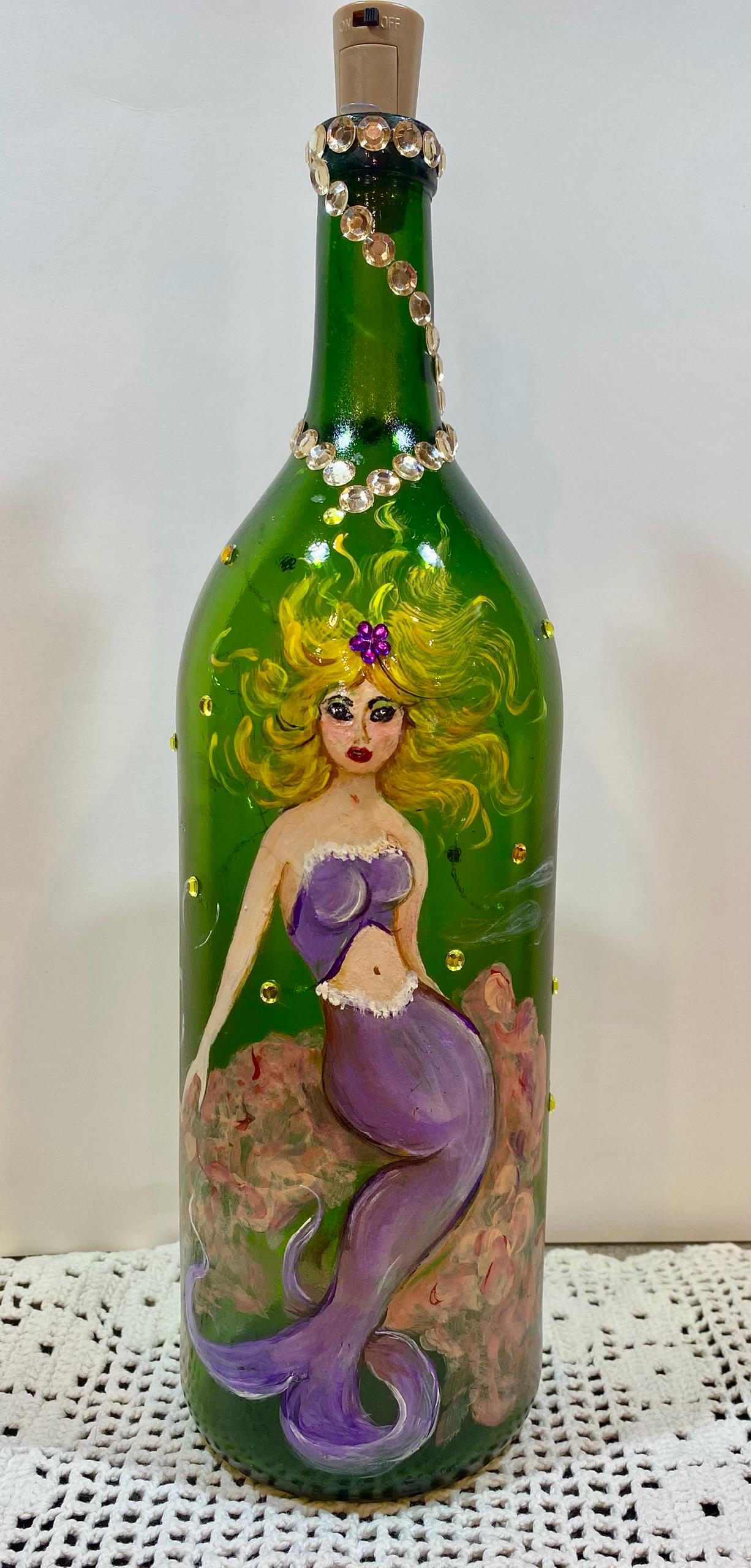 Hand Painted Blond Mermaid Sits on a Chair of Coral. She is on a Fairy ...