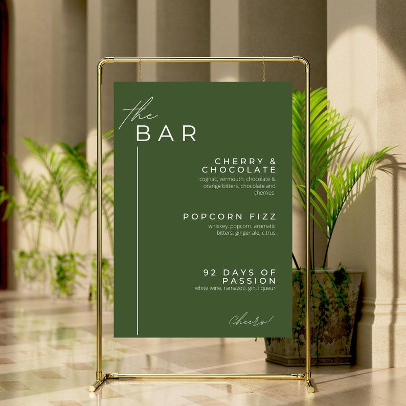Bar Menu Template, Signature Drinks, Wedding Bar Sign, Wedding Bar Menu ...