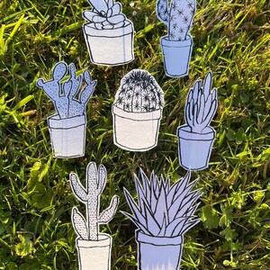 Cactus Pack of Stickers | Black and White Plants - Etsy