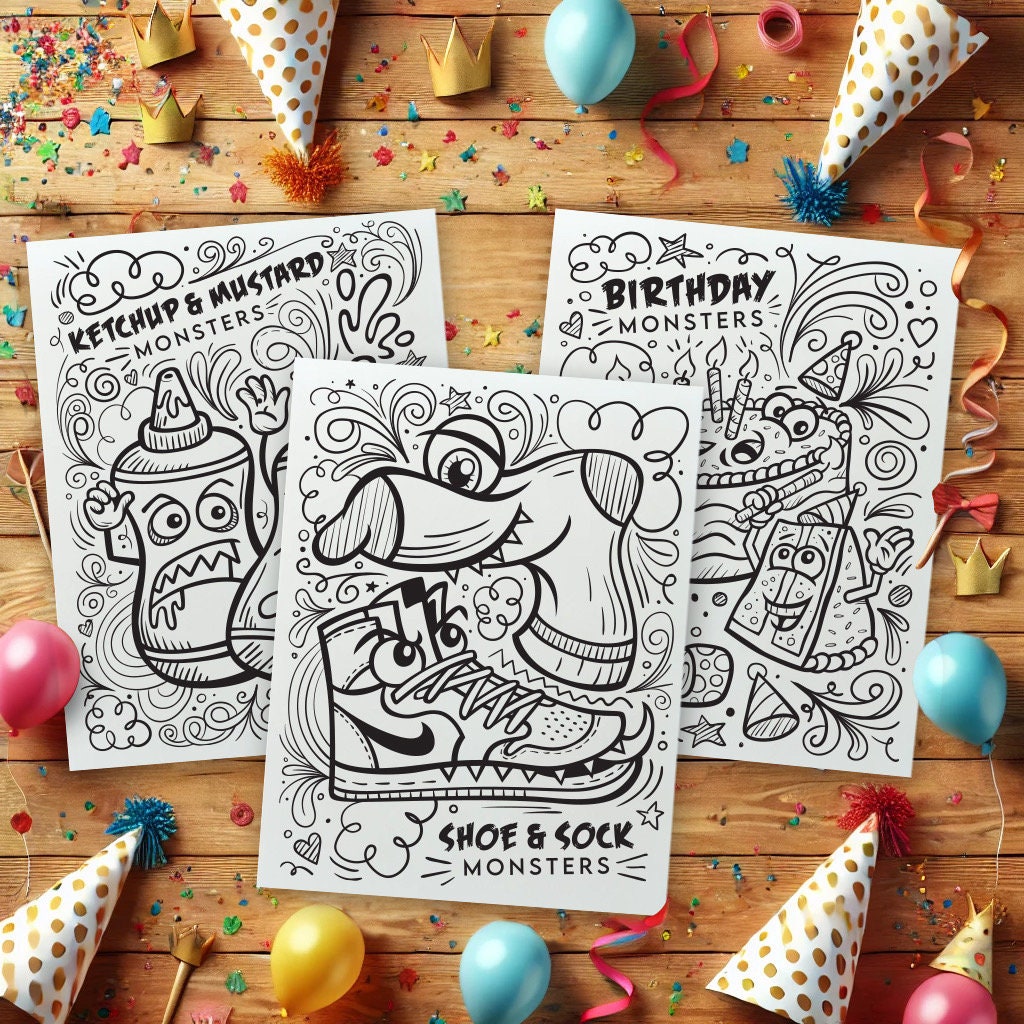 12 Colouring Sheets for Kids - Silly Monsters Collection - Etsy