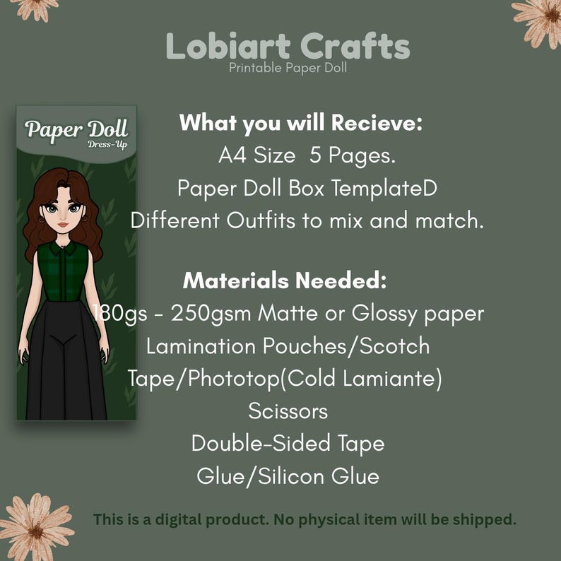 Printable Mix and Match Outfits Green Paper Doll Dress-up Set | Digital ...
