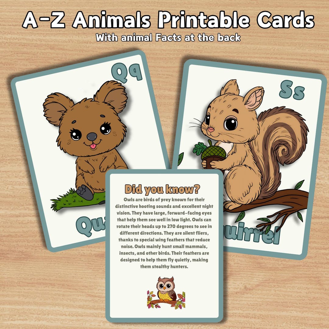 A-Z Animals Flashcards Printable - Etsy