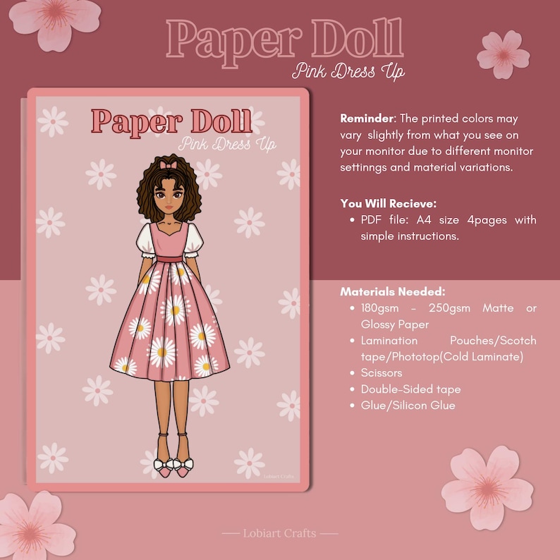 Paper Doll Pink Dress up for Girls - Etsy