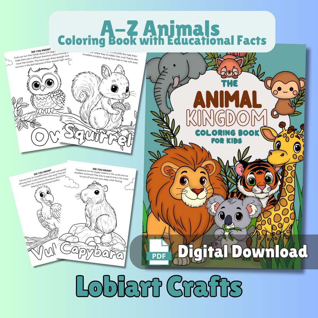 A-Z Animals Coloring Book With Educational Facts - Etsy
