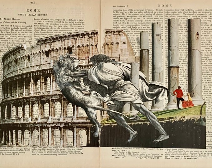 Ancient Rome / Modern Rome - Paper Art Collage - Italy / Colosseum Man ...
