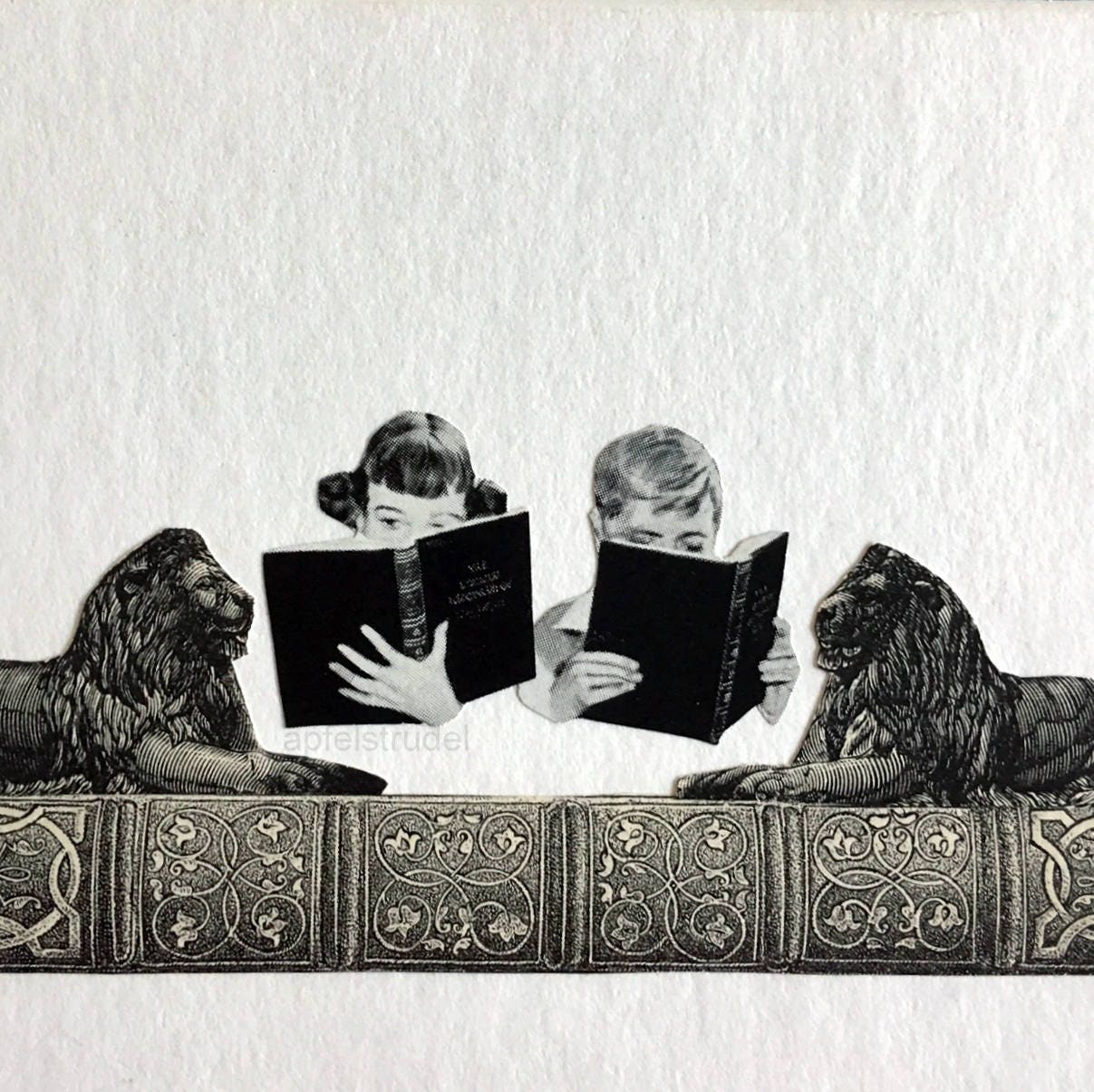 PAPER COLLAGE ARTWORK. Read Between the Lions. 100 Percent Recycled Art ...
