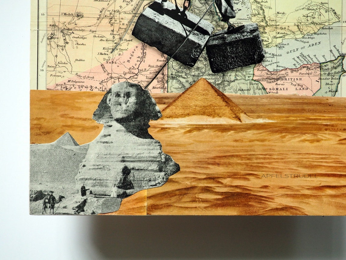 Giza Egypt Pyramids Artwork 1888 Egypt Map Paper Collage How - Etsy