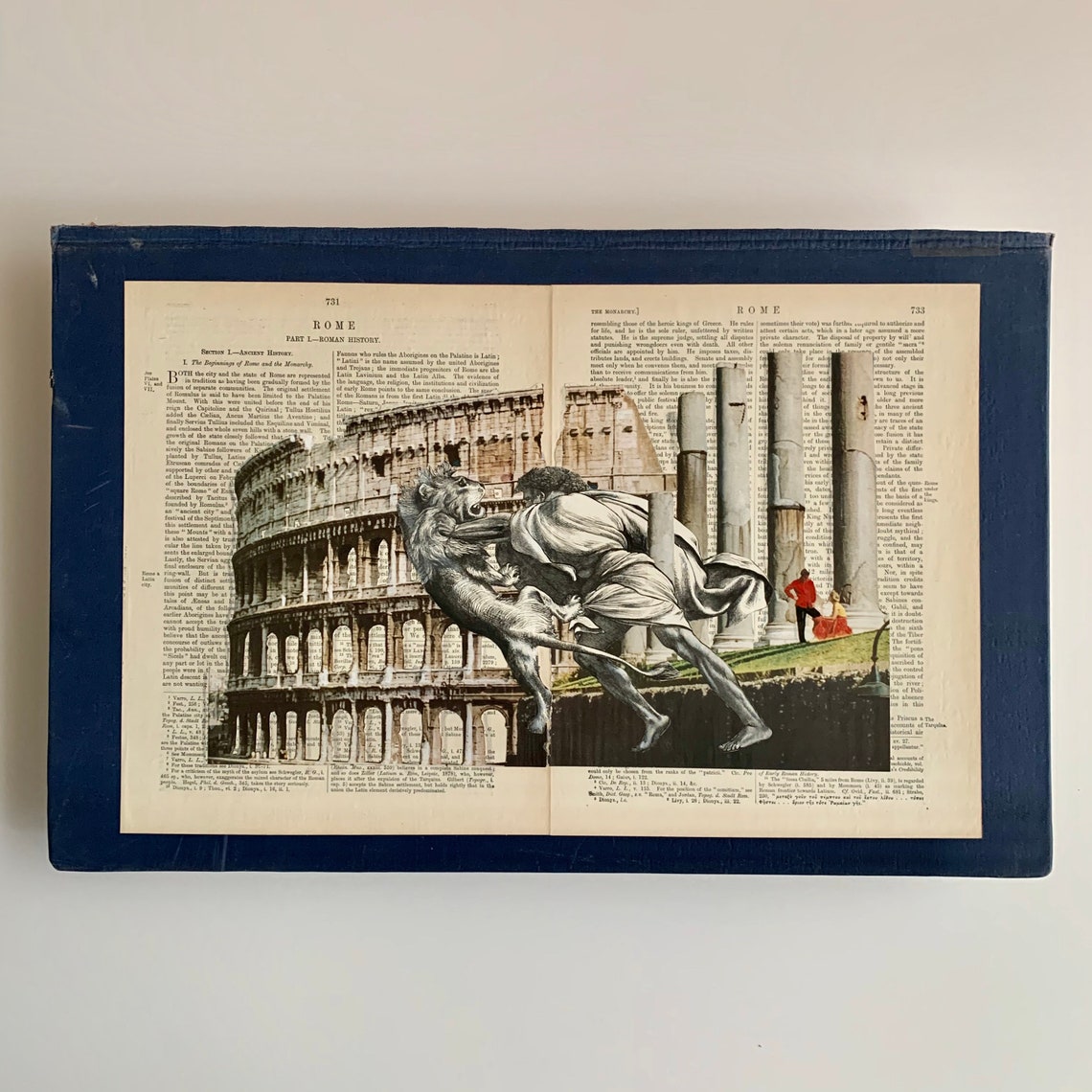 Ancient Rome / Modern Rome Paper Art Collage Italy / Colosseum Man Vs ...